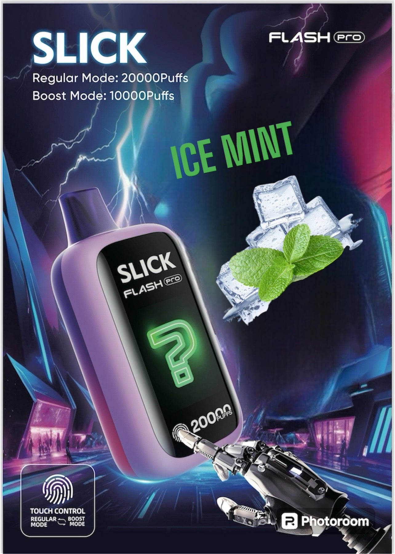 HQD SLICK FLASH PRO ICE MINT 20K PUFFS - Disposable Vapes Shop Australia